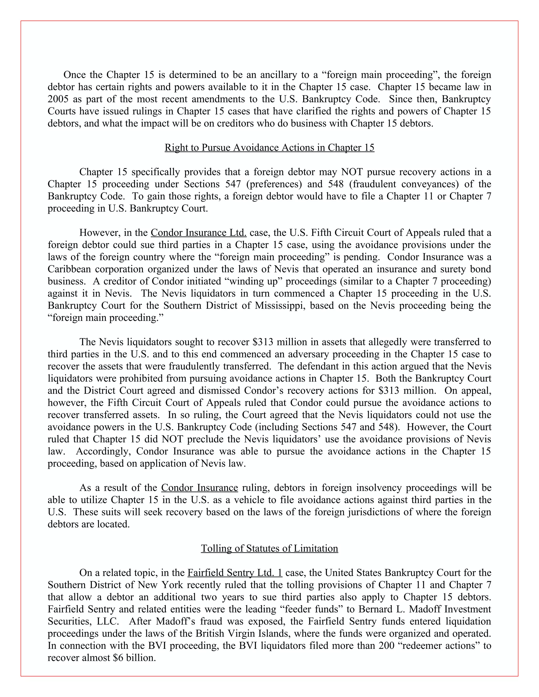 Chapter 15: International Bankruptcy: | DOC