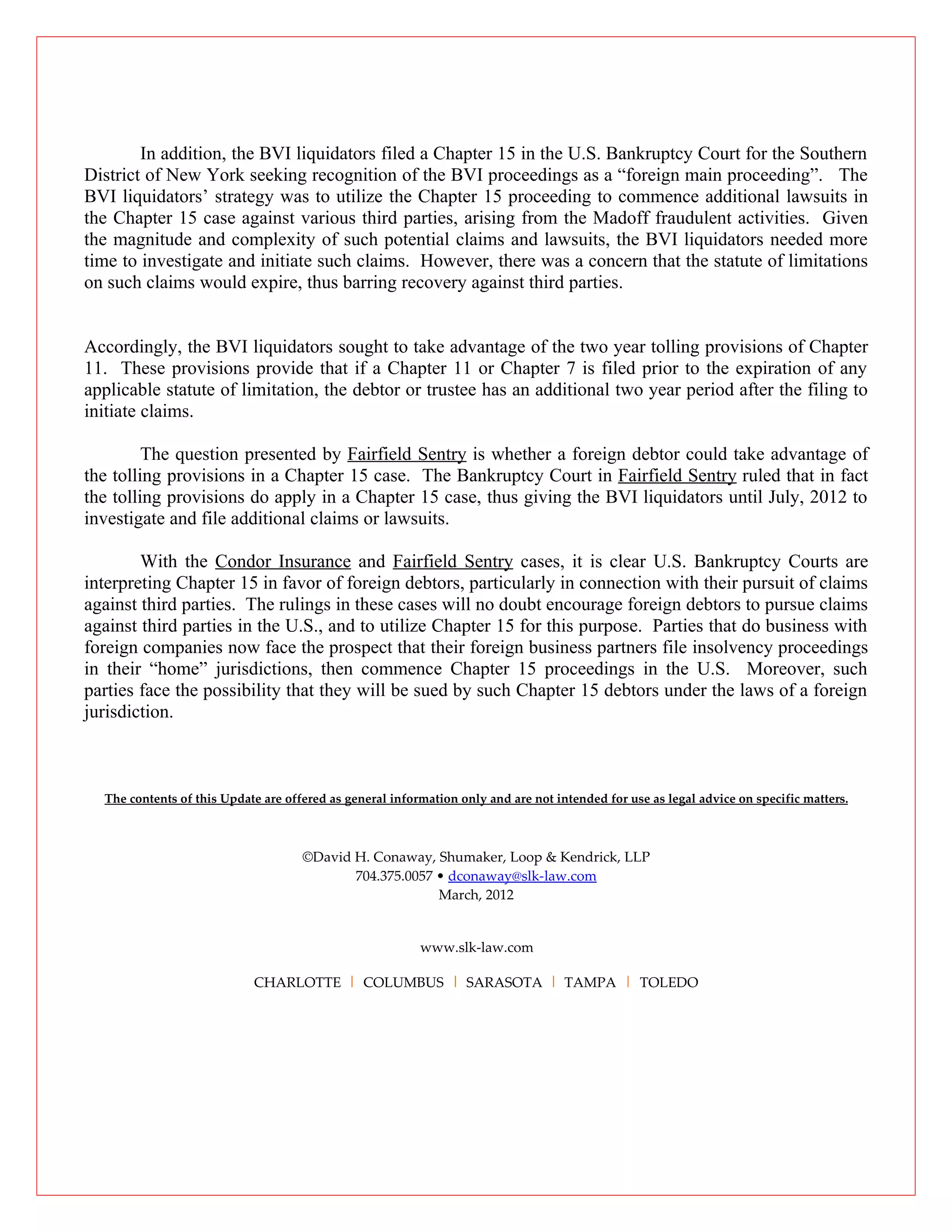 Chapter 15: International Bankruptcy: | DOC