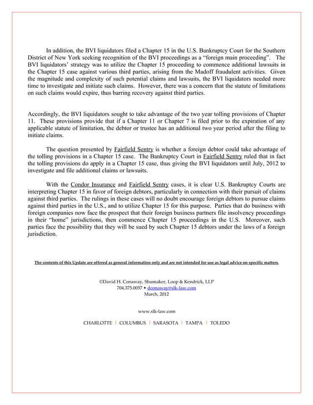 Chapter 15: International Bankruptcy: | PDF