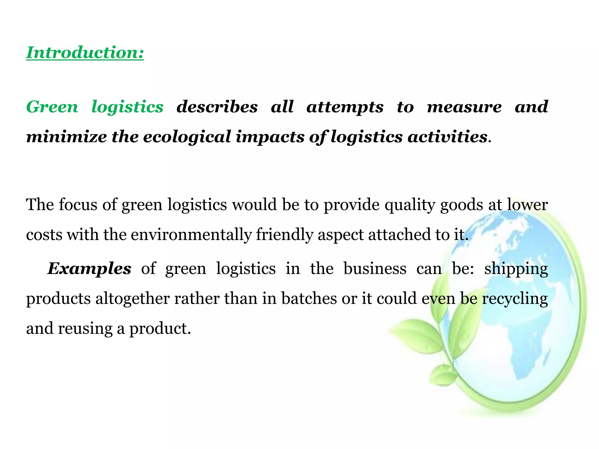 GREEN LOGISTICS | PPTX