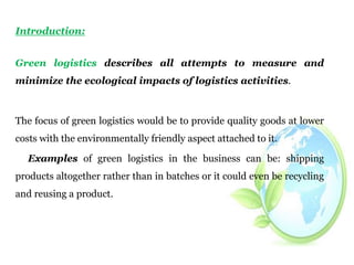 GREEN LOGISTICS | PPTX