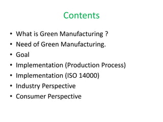 Green manufacturing | PPTX