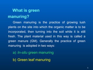 Green Manuring and its effects in crops and cropping system | PPT