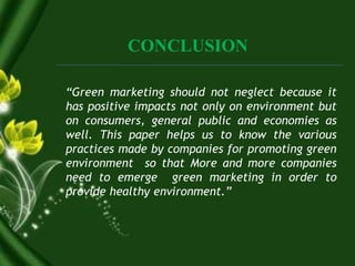 Green marketing and its implementation india | PPTX