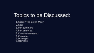 English Course Presentation on Green Mile Movie | PPT
