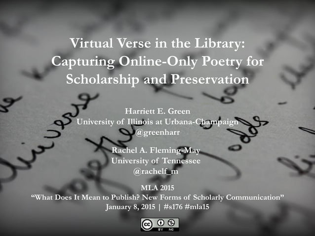 Virtual Verse in the Library: Capturing Online-Only Poetry for ...