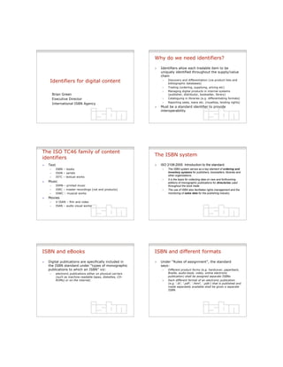 Green "Identifiers for digital content" | PDF