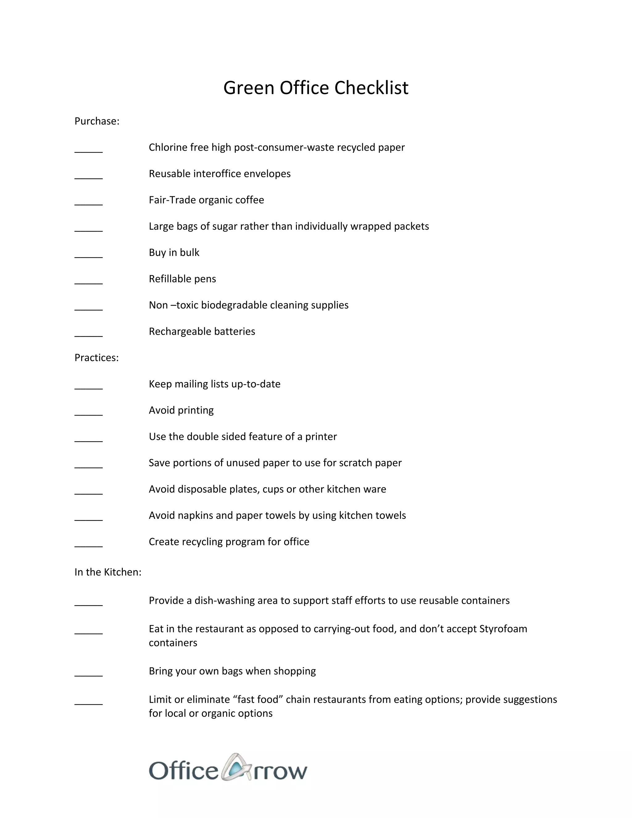 Green office checklist | DOC