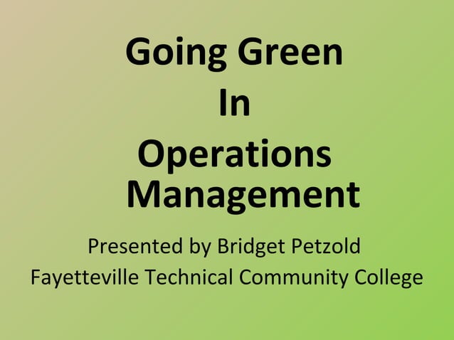 Green operations management | PPT