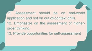 principles of good practice in assessing learning outcome | PPTX