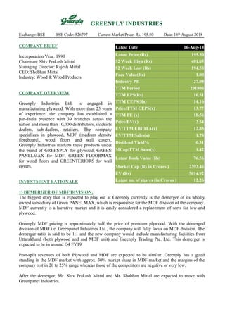 Greenply industries Ltd. | PDF