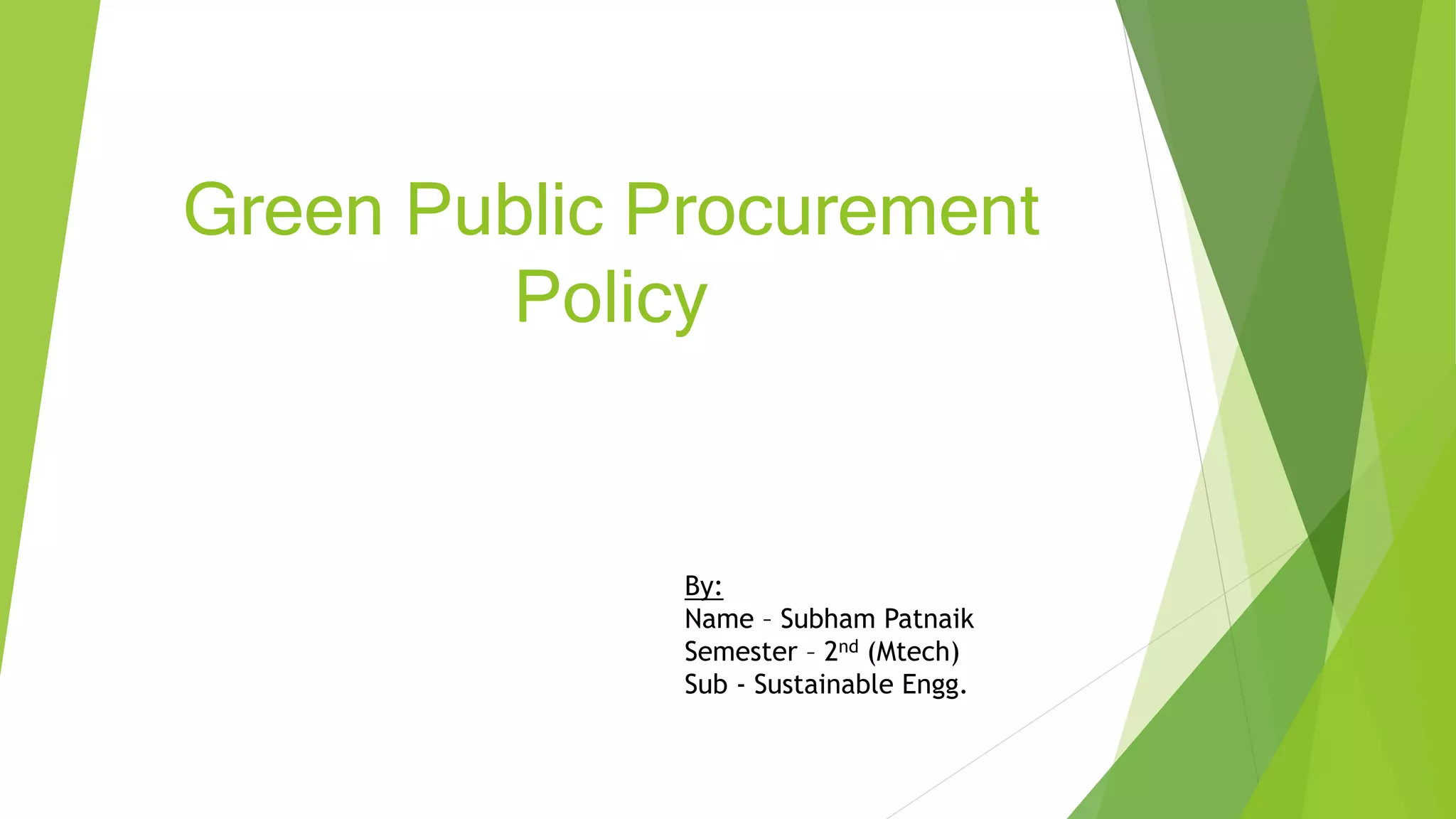 Green Public Procurement Policy | PPT