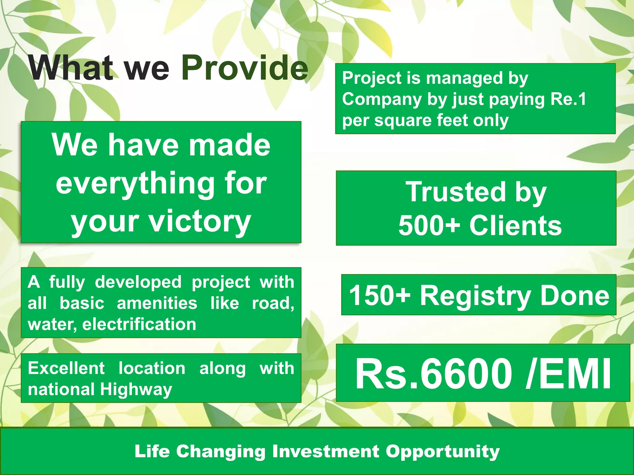 Green rebuild 0% EMI Residential plots | PPT