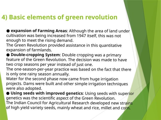 Green revolution transforming india into a new perspective | PPT