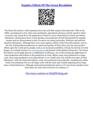 Green Revolution Essay | PDF