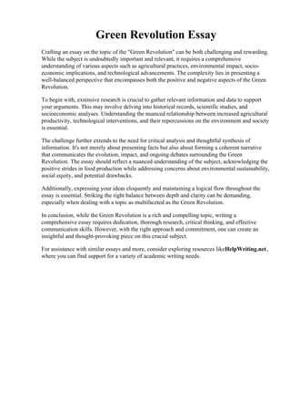 Green Revolution Essay | PDF