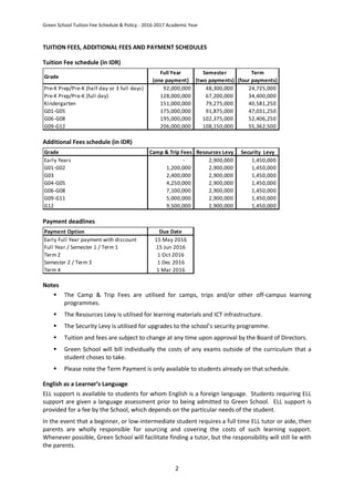 Green school tuition fees schedule 2016 17 | PDF