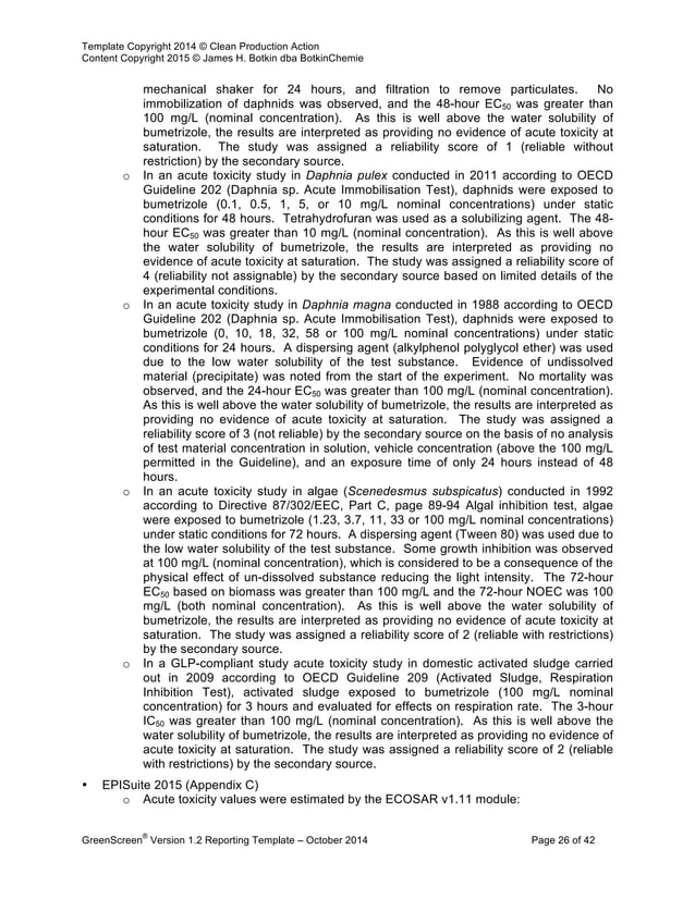 GreenScreen® For Safer Chemicals Assessment | Bumetrizole | UV 326 | CASRN 3896-11-5 | PDF