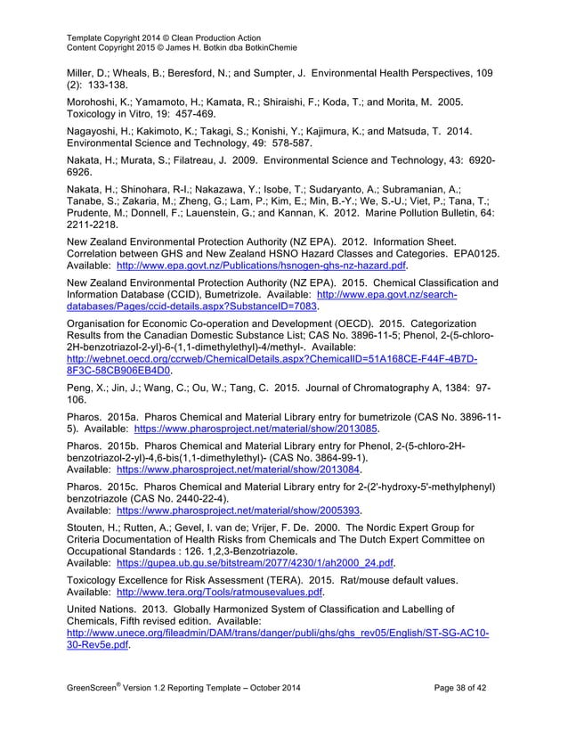GreenScreen® For Safer Chemicals Assessment | Bumetrizole | UV 326 ...