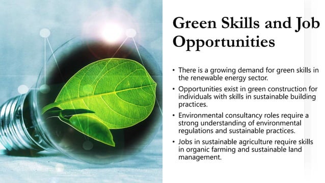 Ppt for school project on the topic "Green Skills" | PPTX | Environmental Services Industry ...