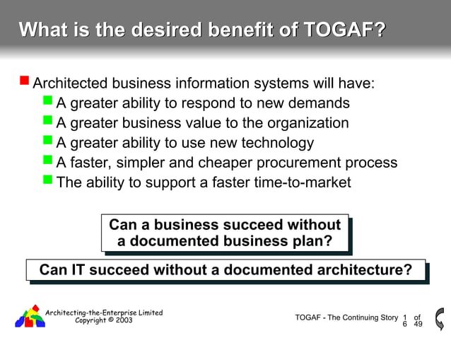 The Open Group Architecture Framework (TOGAF) | PPT