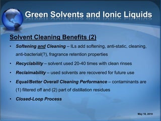 Green Solvents And Ionic Liquids | PDF