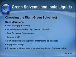 Green Solvents And Ionic Liquids | PDF