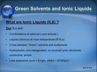 Green Solvents And Ionic Liquids | PDF