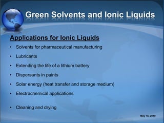 Green Solvents And Ionic Liquids | PDF