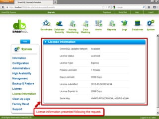 GreenSQL Express Activation Presentation Tutorial | PDF