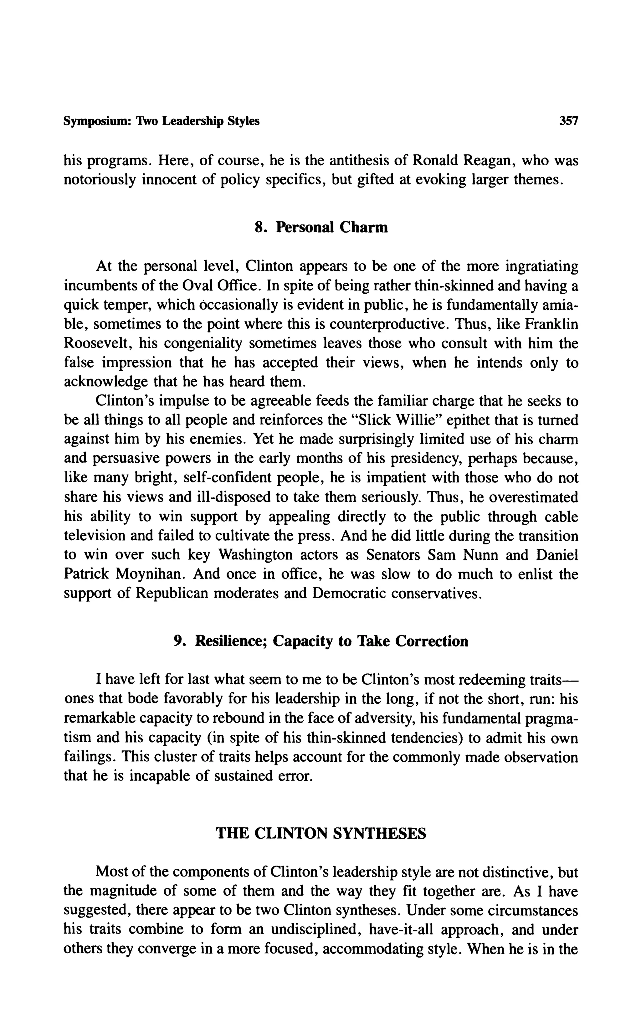 Leadership styles of Bill Clinton | PDF