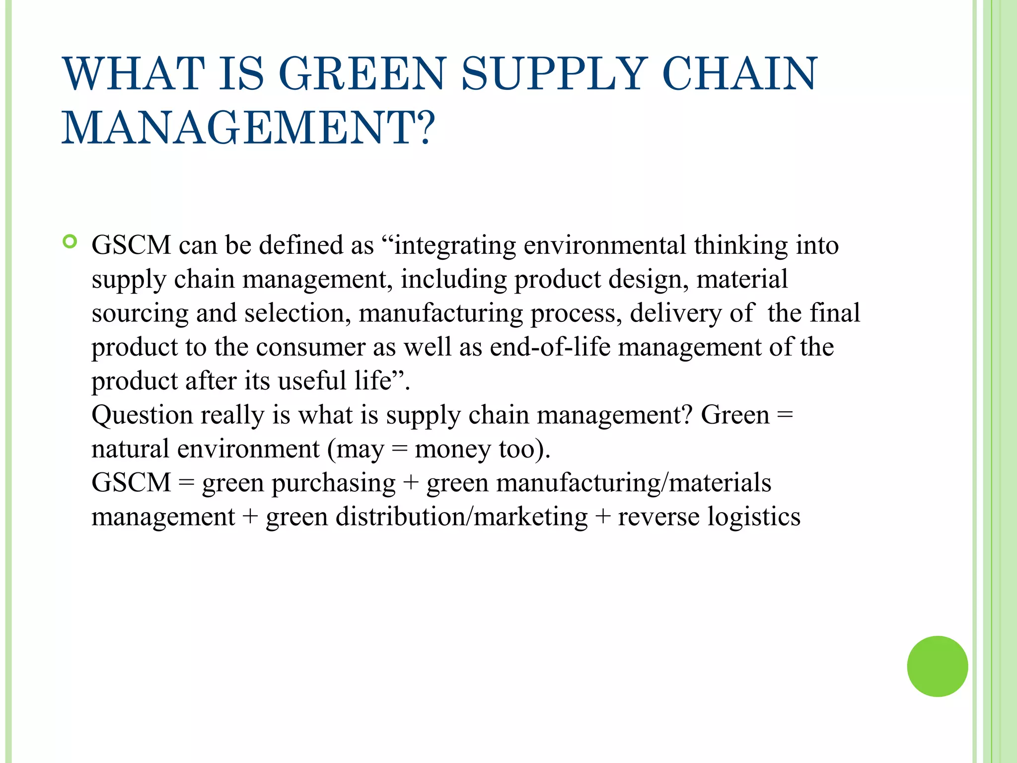 Green supply chain management | PPT