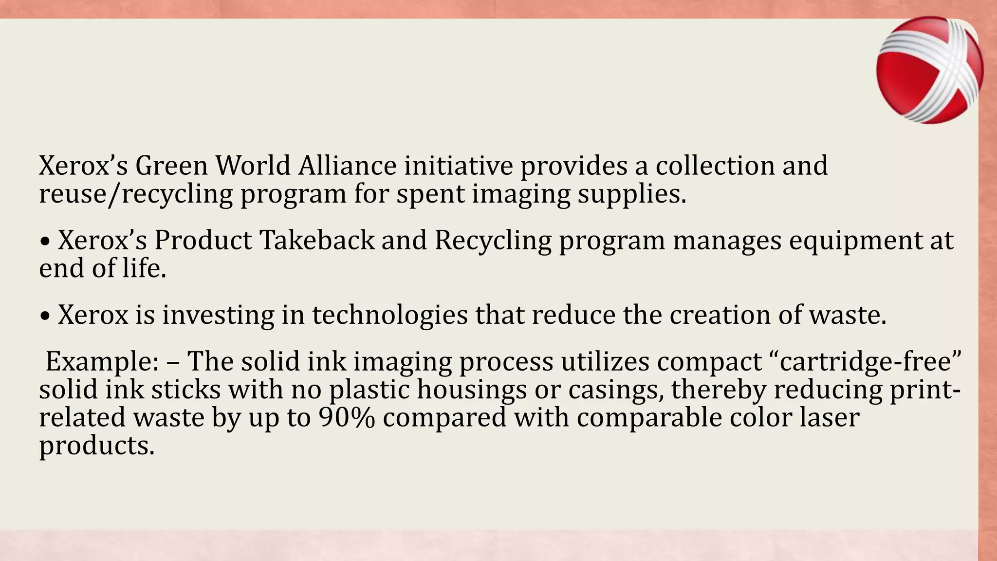 Green supply chain of xerox | PPTX