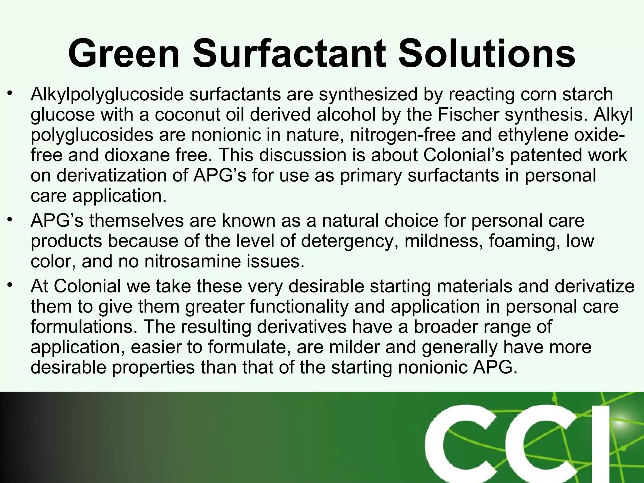 Green Surfactants Powerpoint New Italy | PPT