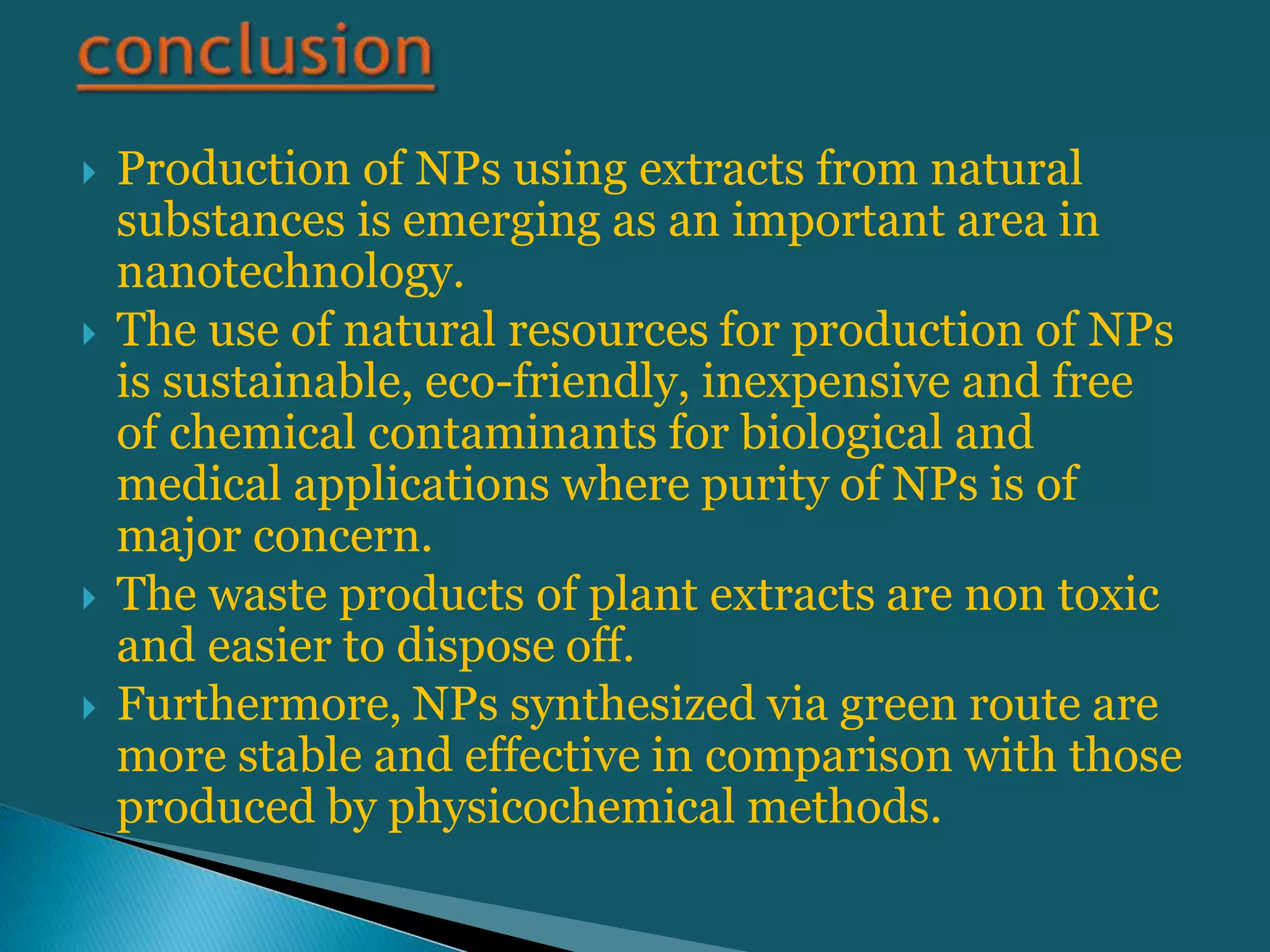 Green synthesis of nanoparticles | PPTX