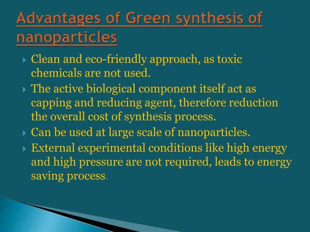 Green synthesis of nanoparticles | PPTX | Chemistry | Science