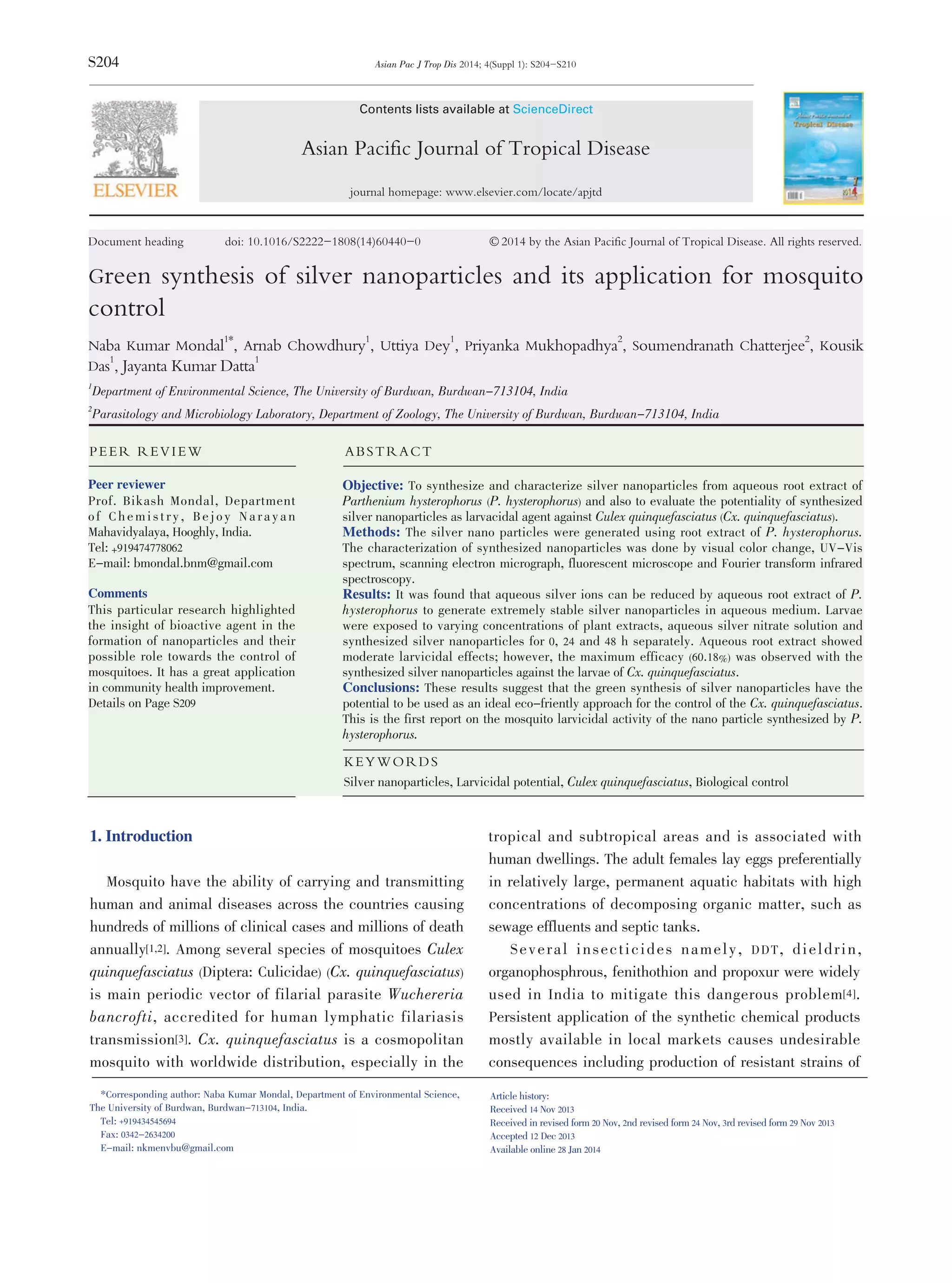 Green synthesis of silver nanoparticles and its application for ...