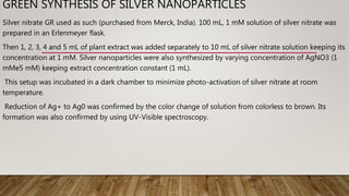 Green synthesis of silver nanoparticles using azadirachta indica | PPTX