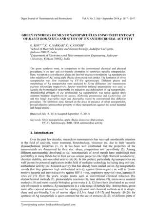 Green sythess of silver nanoparticles | PDF