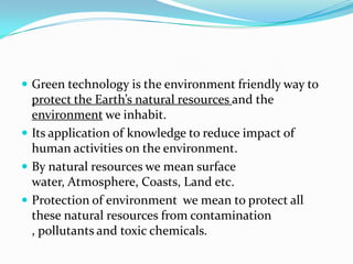 Green Technology & Protection of Environment | PPTX