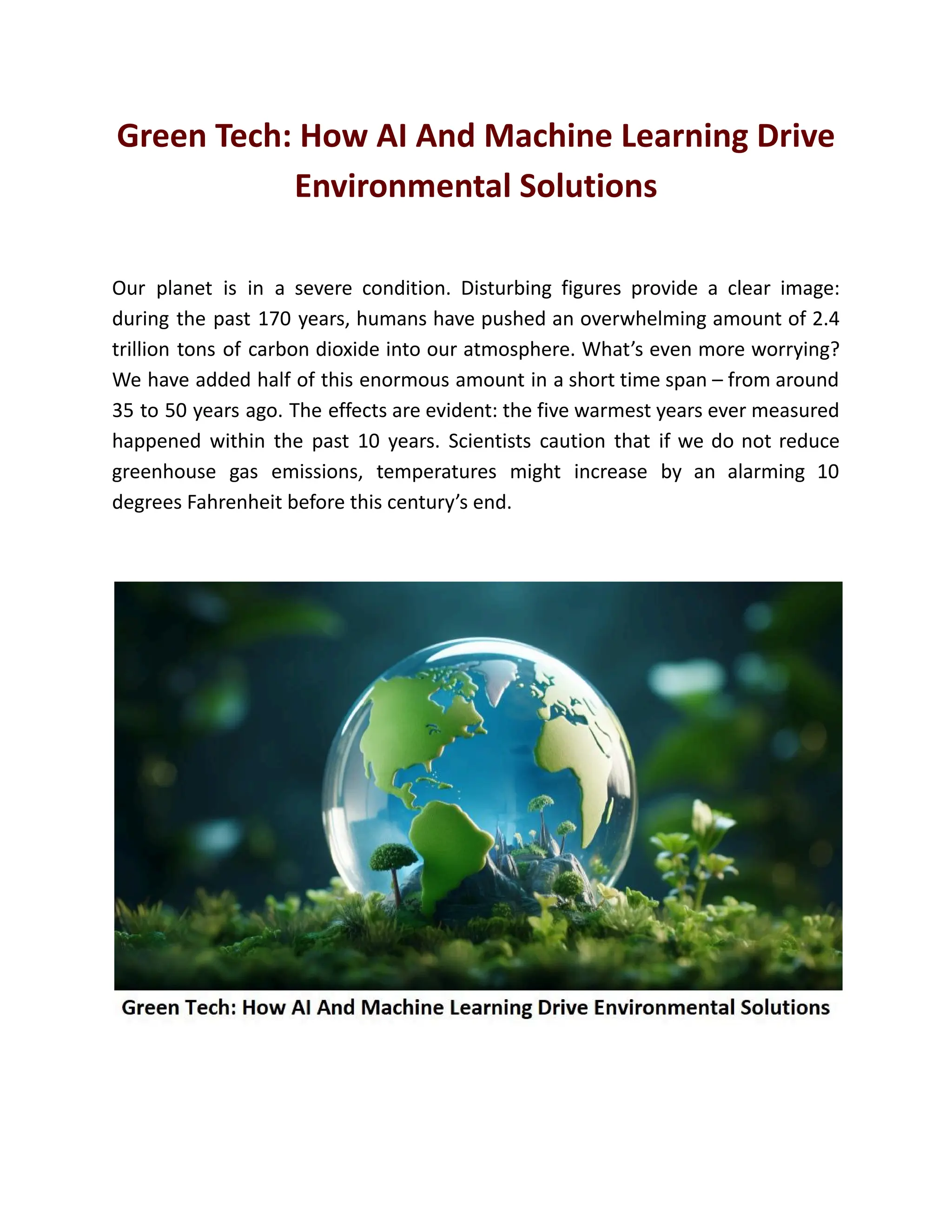 Green Tech: How AI And Machine Learning Drive Environmental Solutions | PDF
