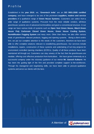 Greentech India, Pune, Climate Control Equipment | PDF