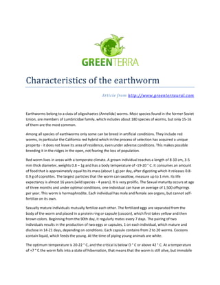 Green terraural.com Characteristics of the Earthworm | PDF