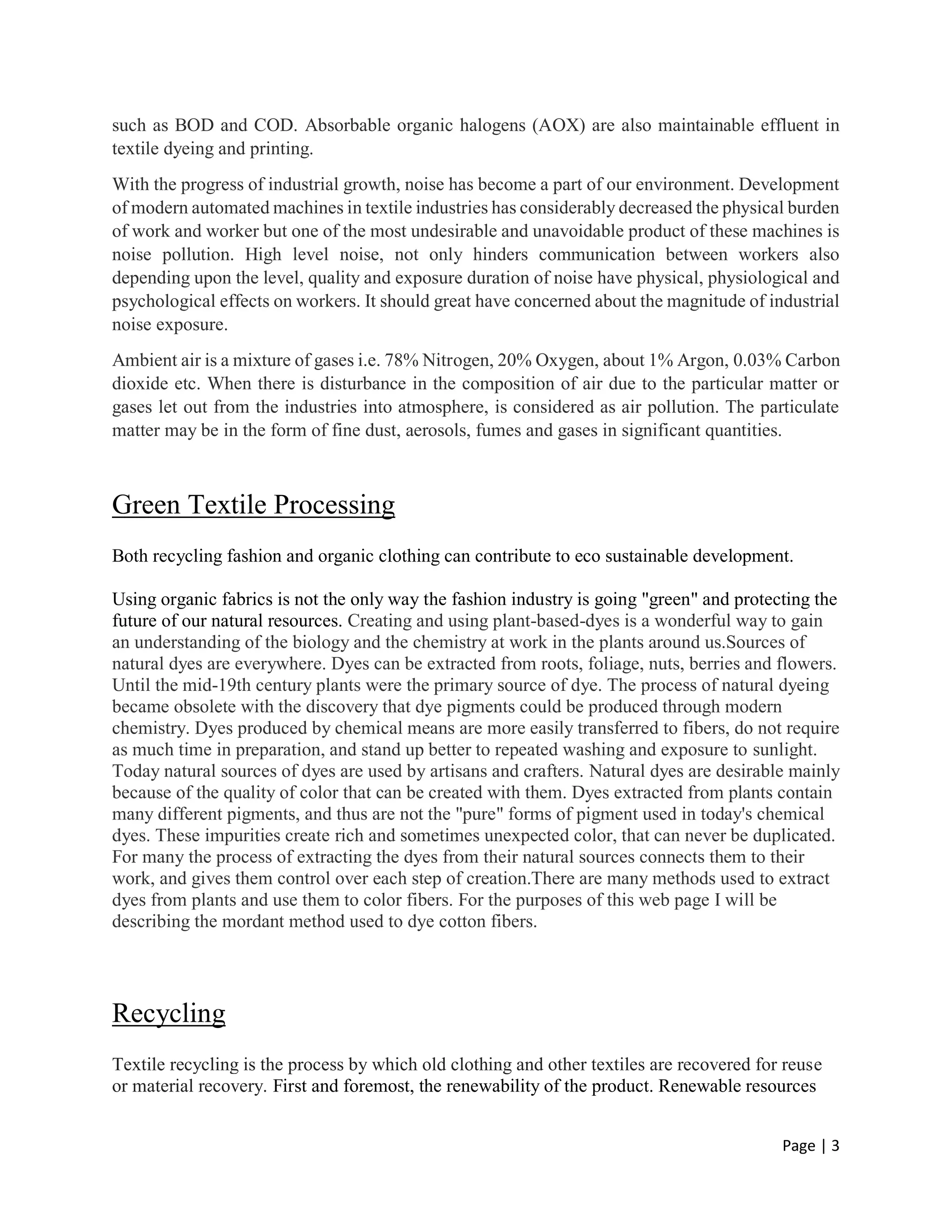 Green textile processing | PDF