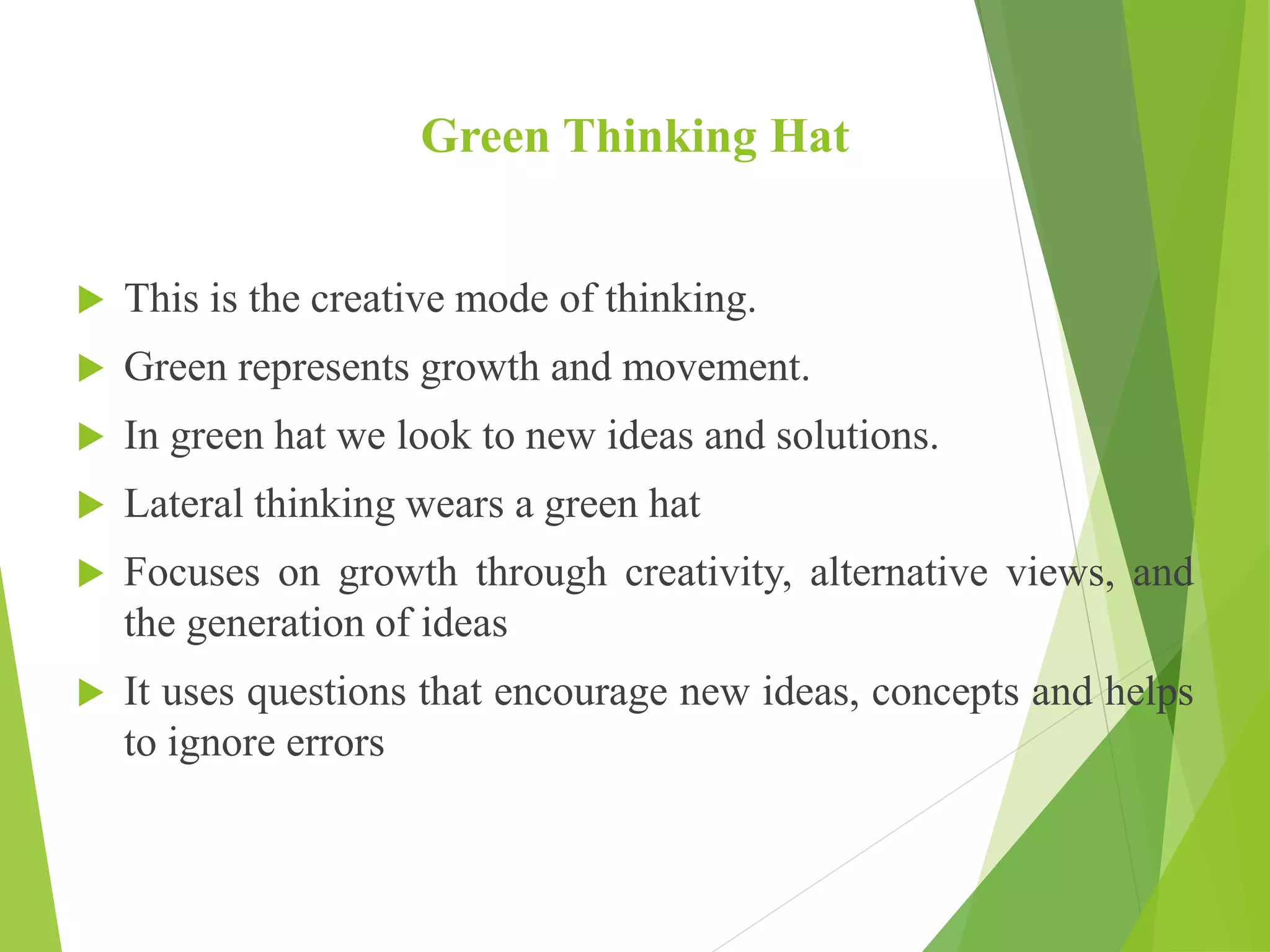 Green thinking hat | PPTX