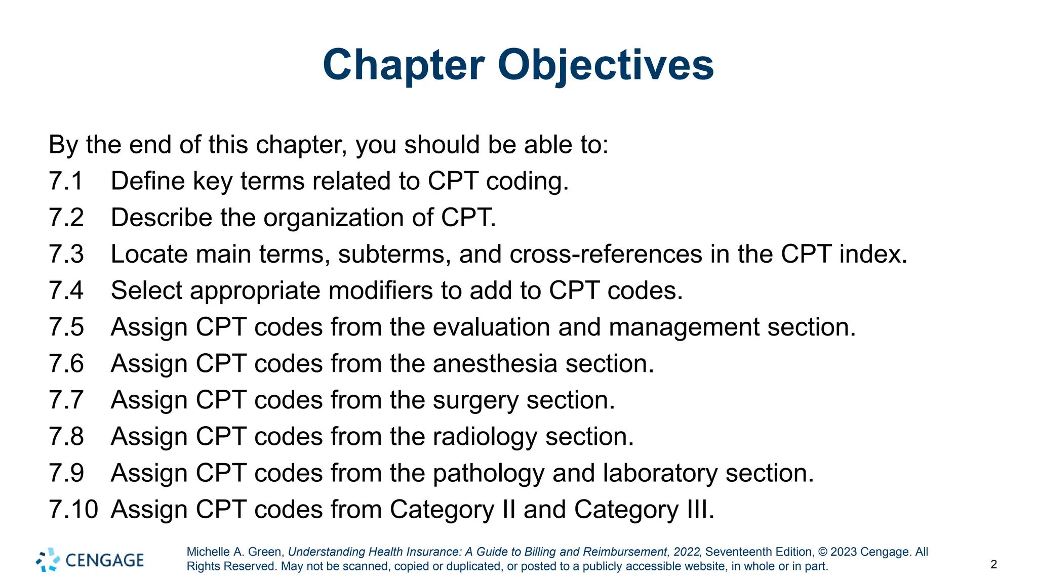 Understanding Health Insurance (CPT coding) chapter 7 | PPTX