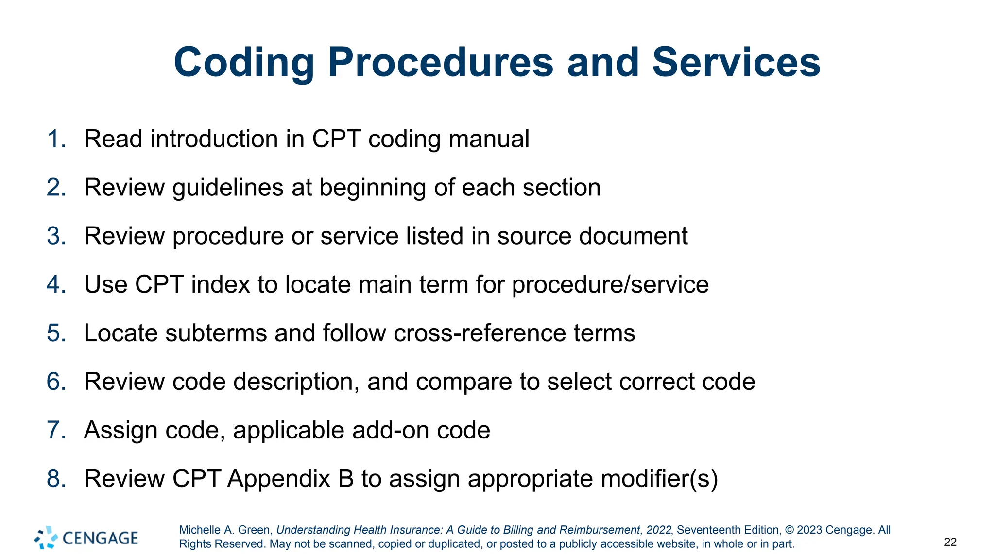 Understanding Health Insurance (CPT coding) chapter 7 | PPTX