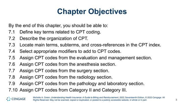 Understanding Health Insurance (CPT coding) chapter 7 | PPTX