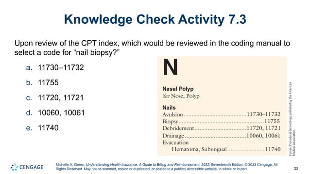 Understanding Health Insurance (CPT coding) chapter 7 | PPTX