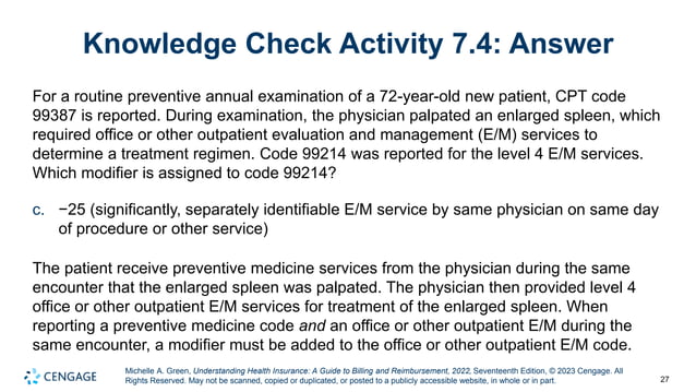 Understanding Health Insurance (CPT coding) chapter 7 | PPTX